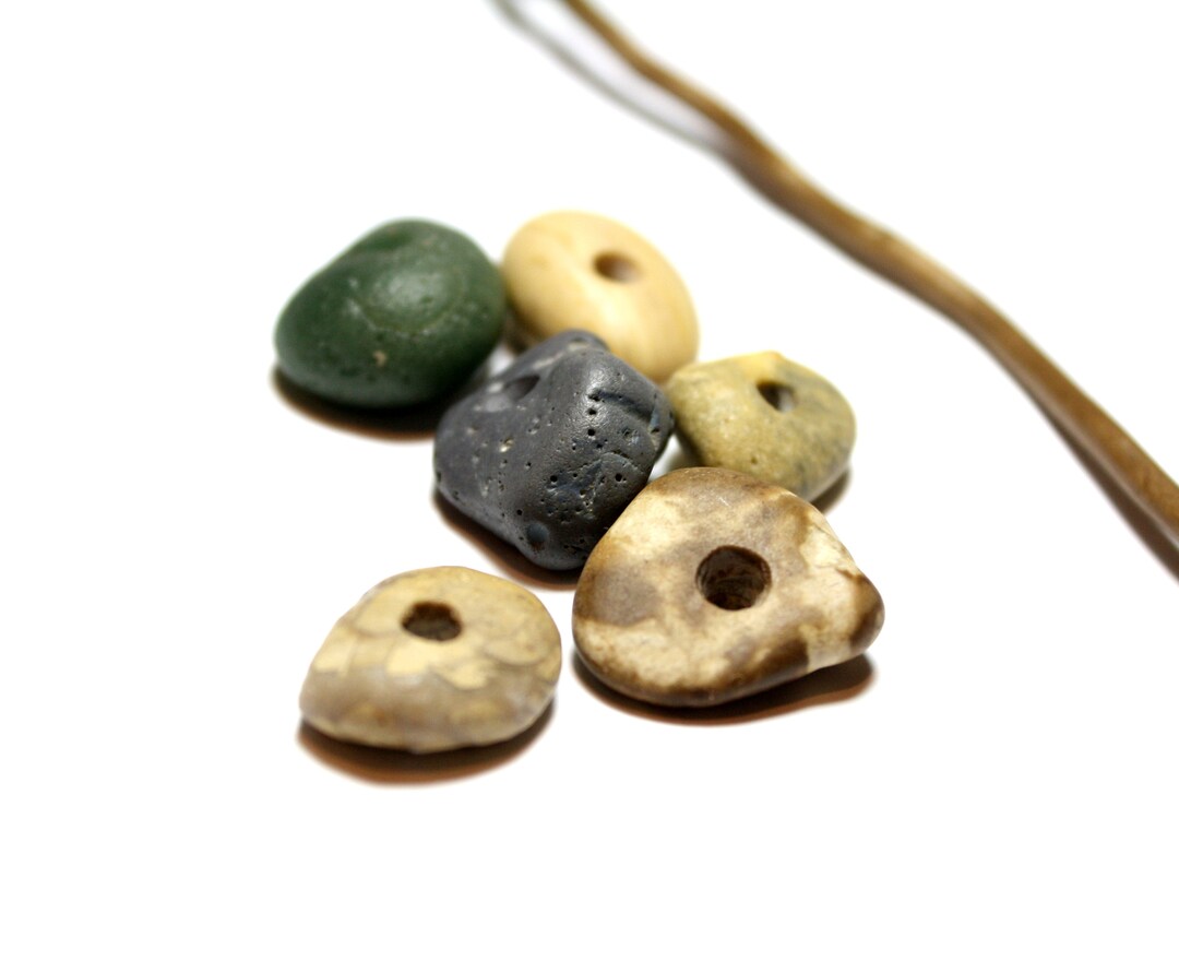 Diy Genuine Sea Glass Fossils Pebbles Pre Drilled Center Hole Beach ...
