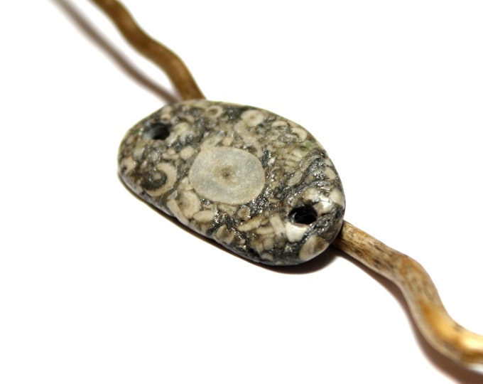 Crinoid Fossil Link Jewelry CROP CIRCLE Double Side Drilled Unique ...