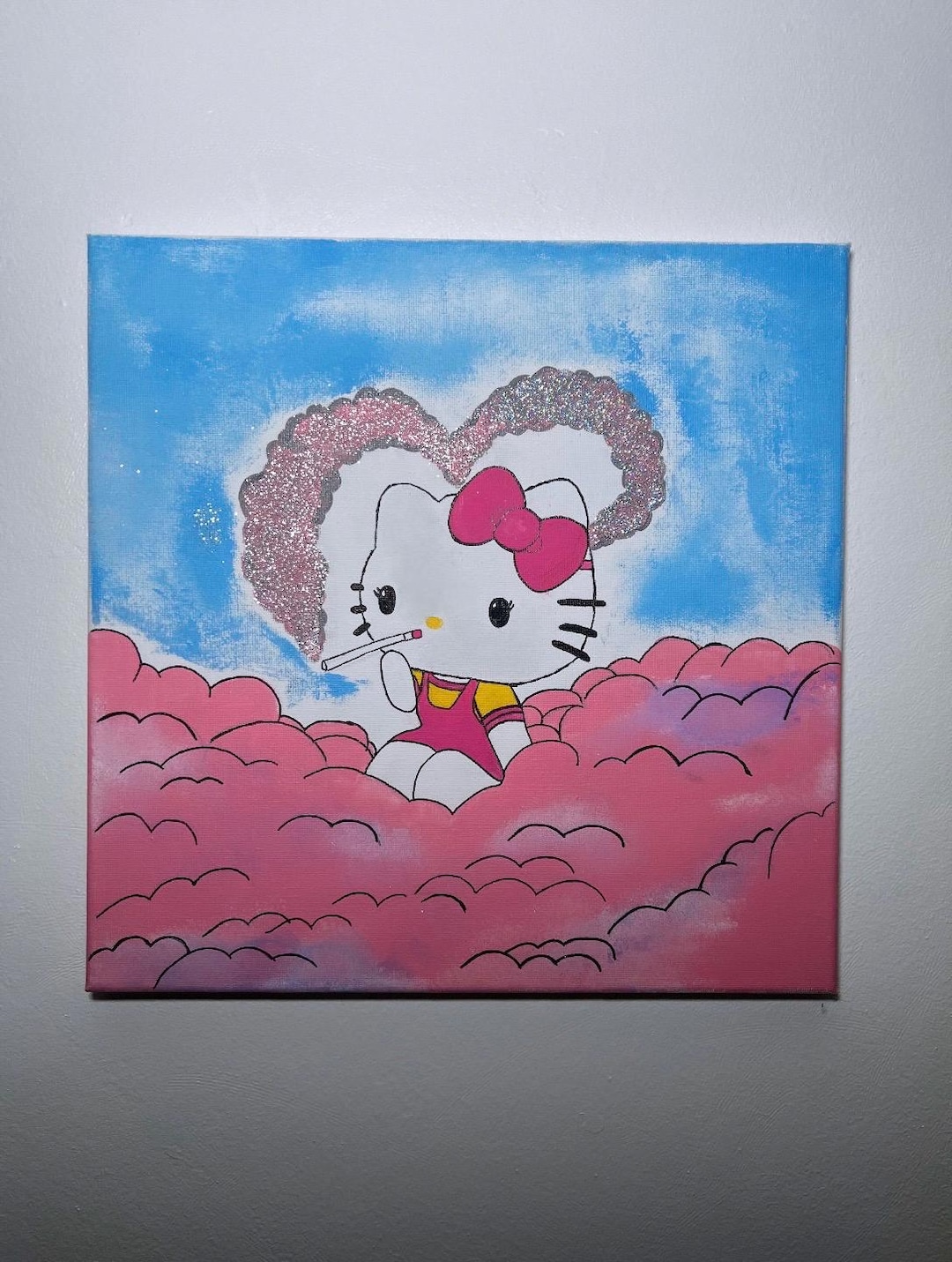 Hello Kitty Smoking - Acrylic Painting - Etsy