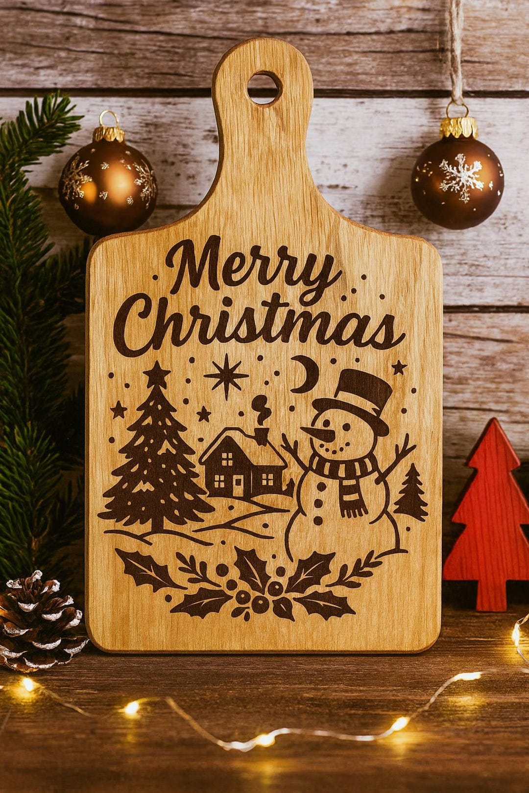 Merry Christmas Cutting Board & Wall Decor | Festive Holiday Laser ...
