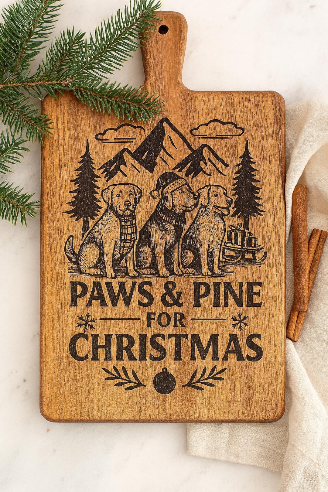 Paws & Pine for Christmas SVG | Rustic Dog Christmas Design | Mountain ...