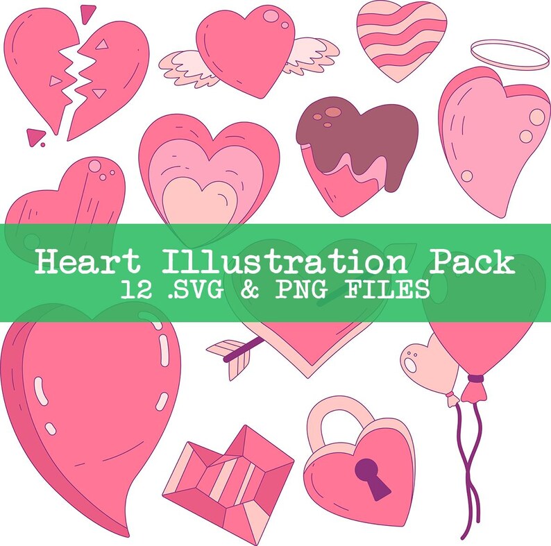 Heart Illustration Pack - Etsy