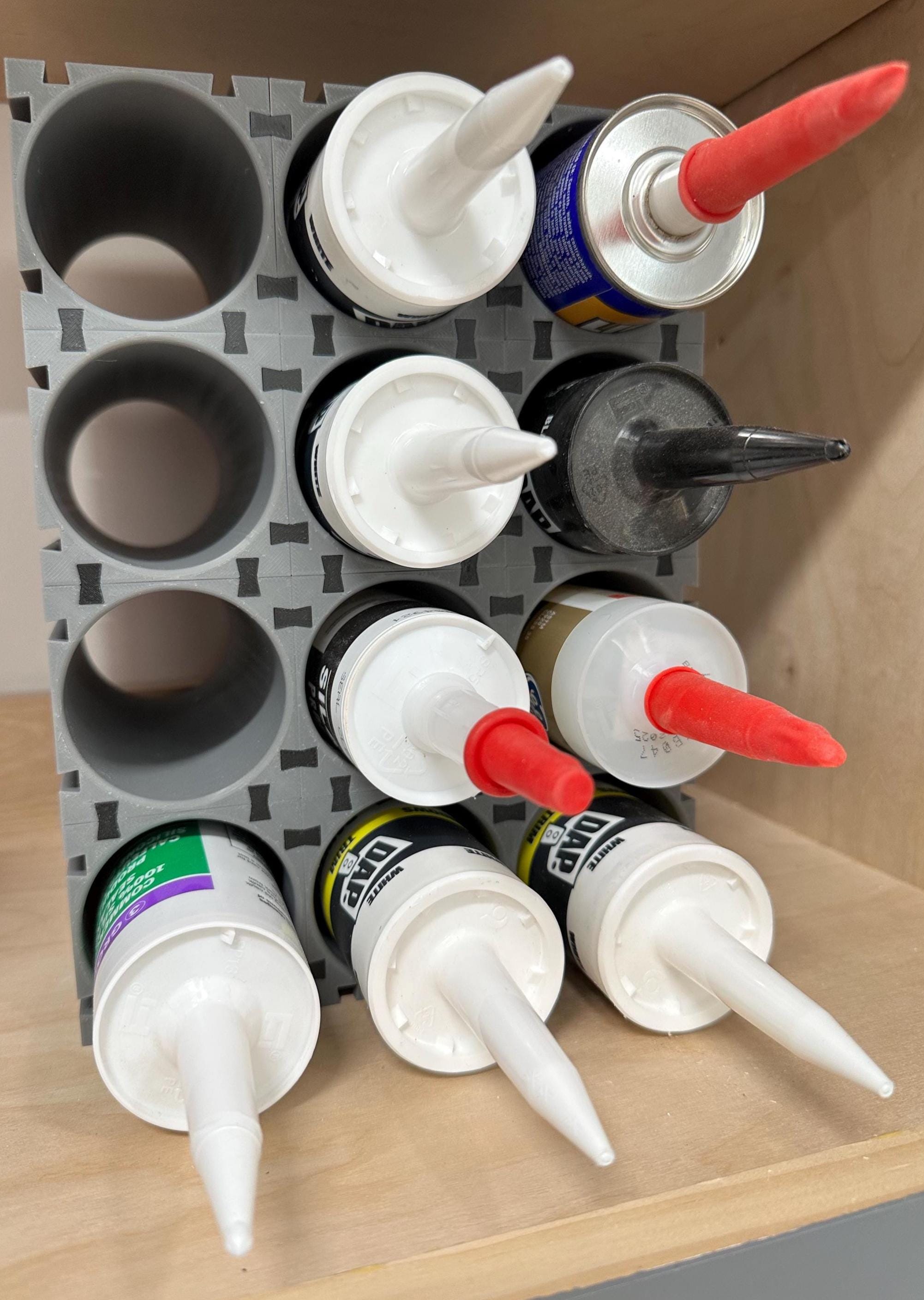 Caulk Tube Storage Rack | Expandable Dovetail Connector Organizer ...