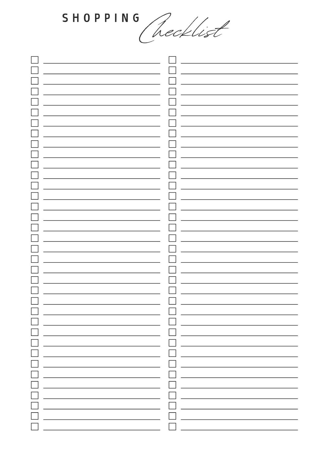 Shopping Checklist - Etsy
