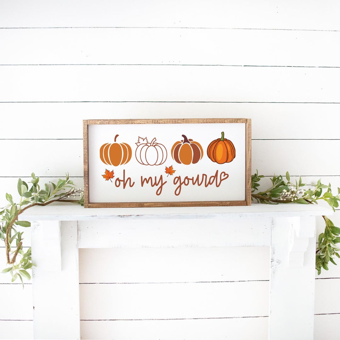 Oh My Gourd Fall Sign – Rustic Farmhouse Pumpkin Wall Decor – Wooden ...