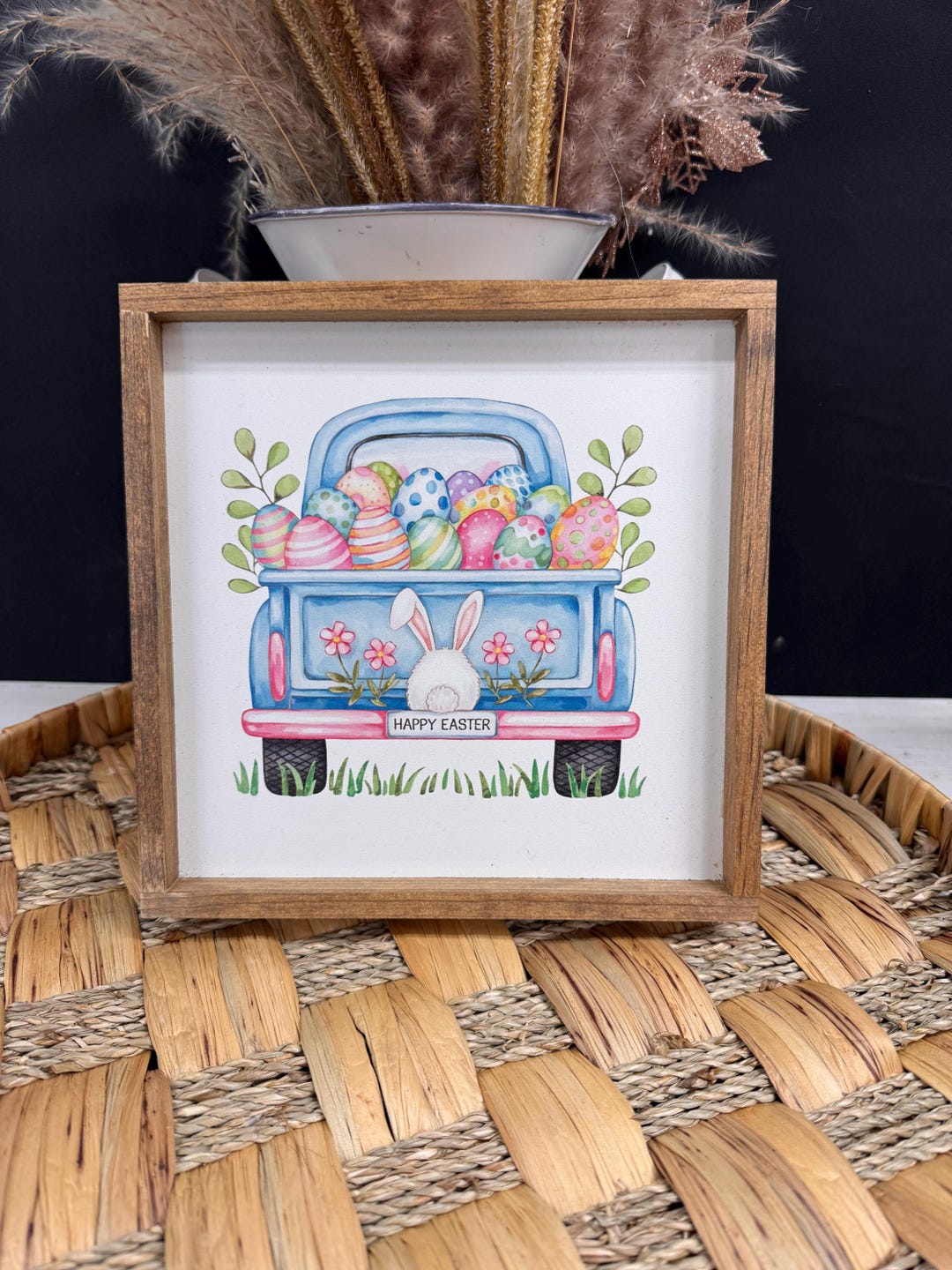 Happy Easter Bunny Vintage Blue Truck - Etsy