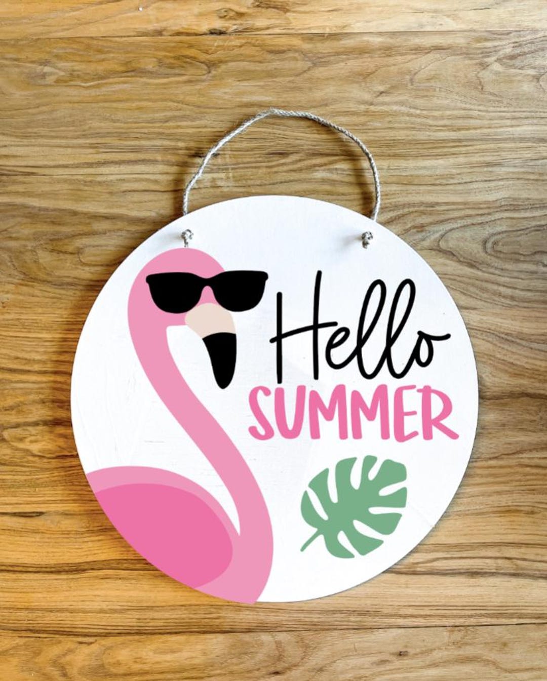 Flamingo Hello Summer Circle Sign - Etsy