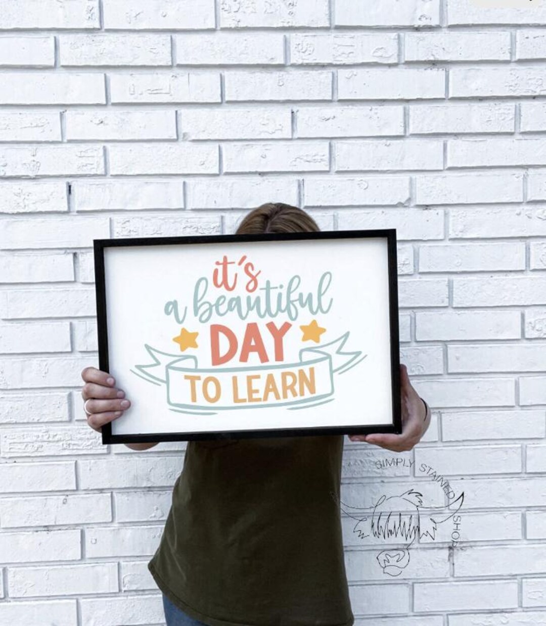 It's a Beautiful Day to Learn Motivational Framed Wood Sign; Classroom ...