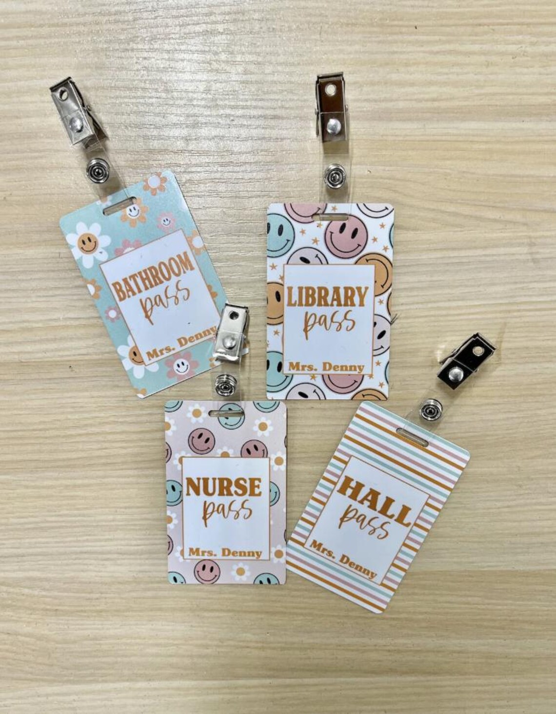 Retro Groovy Smiley Acrylic Classroom Hall Passes Set of 4 - Etsy