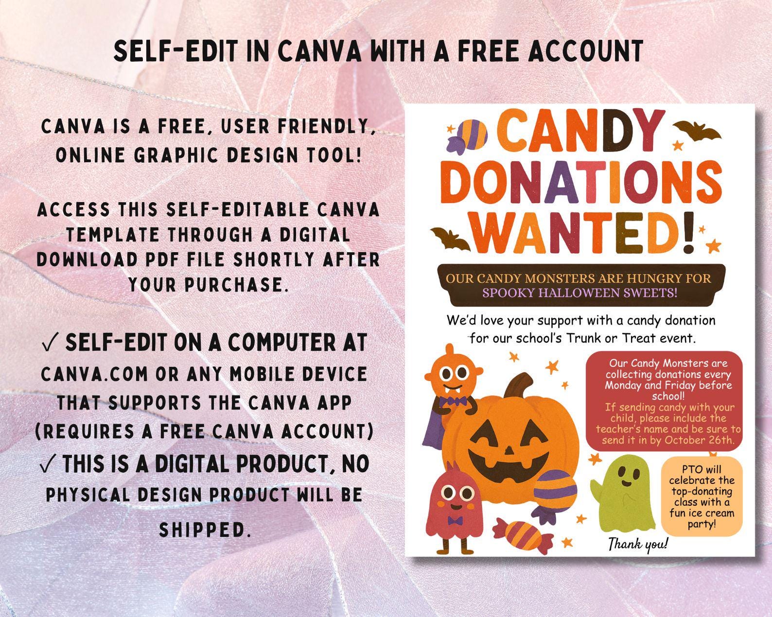 Editable Candy Donation Flyer Template for Trunk or Treat Halloween ...