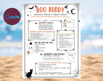 Halloween Boo Buddy Questionnaire PDF | Editable Gift Exchange Survey ...