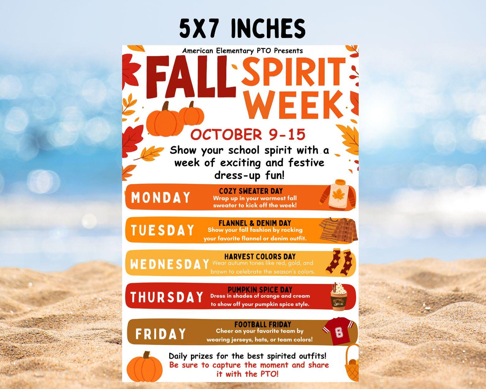 Editable Fall Spirit Week Flyer Template: School Event Schedule ...