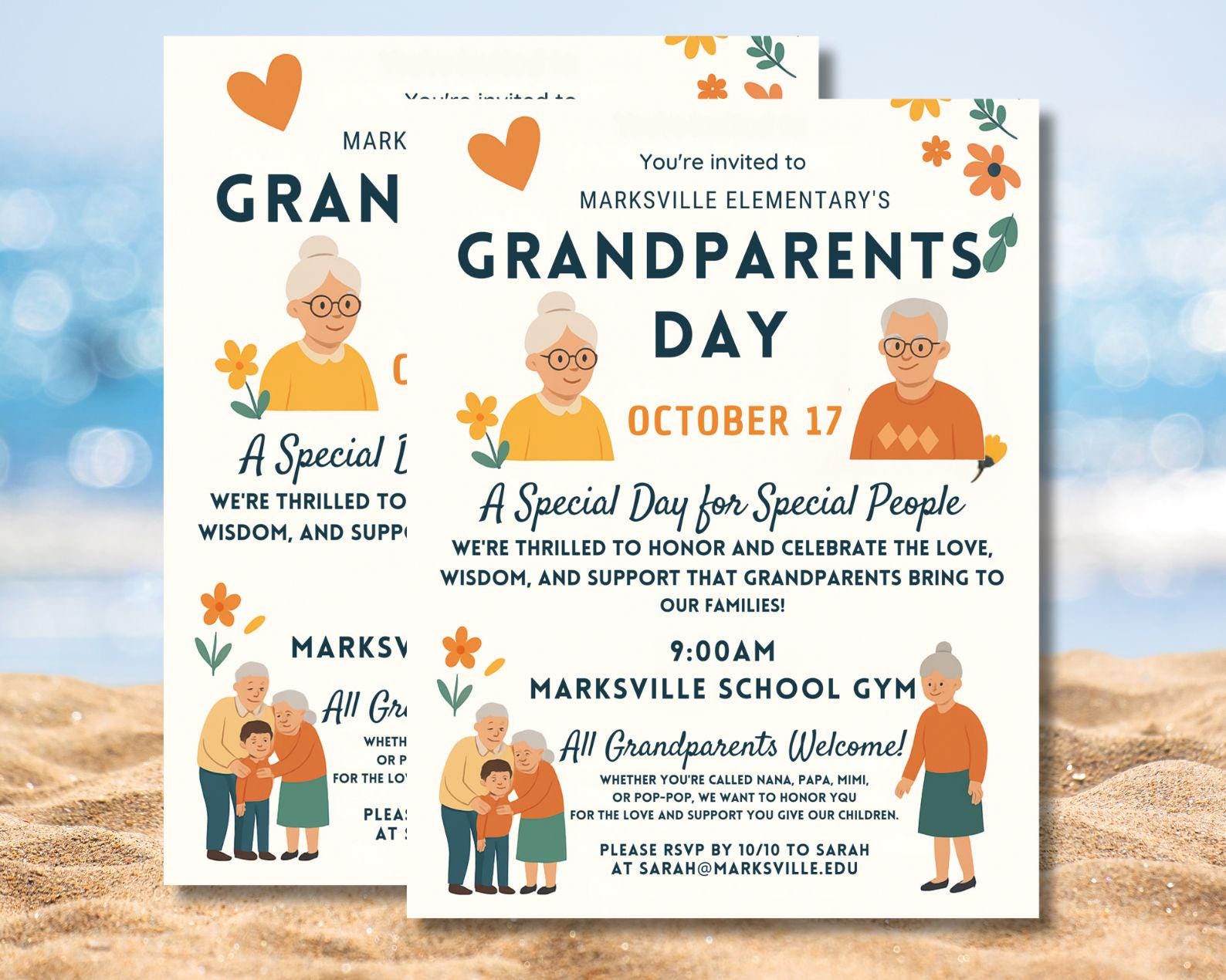 Editable Grandparents Day Flyer Template: Canva School Event Invitation ...