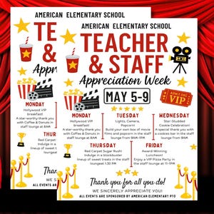 Editable Teacher Appreciation Week Itinerary Poster Teachers & Staff ...