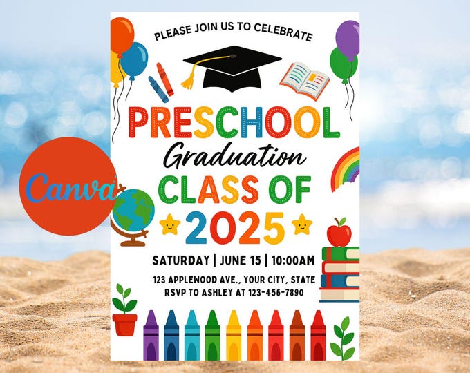 Editable Preschool Graduation Invitation, Prek Announcement Party ...