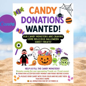 Editable Candy Donation Flyer Template for Trunk or Treat Halloween ...
