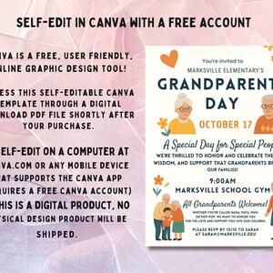 Editable Grandparents Day Flyer Template: Canva School Event Invitation ...