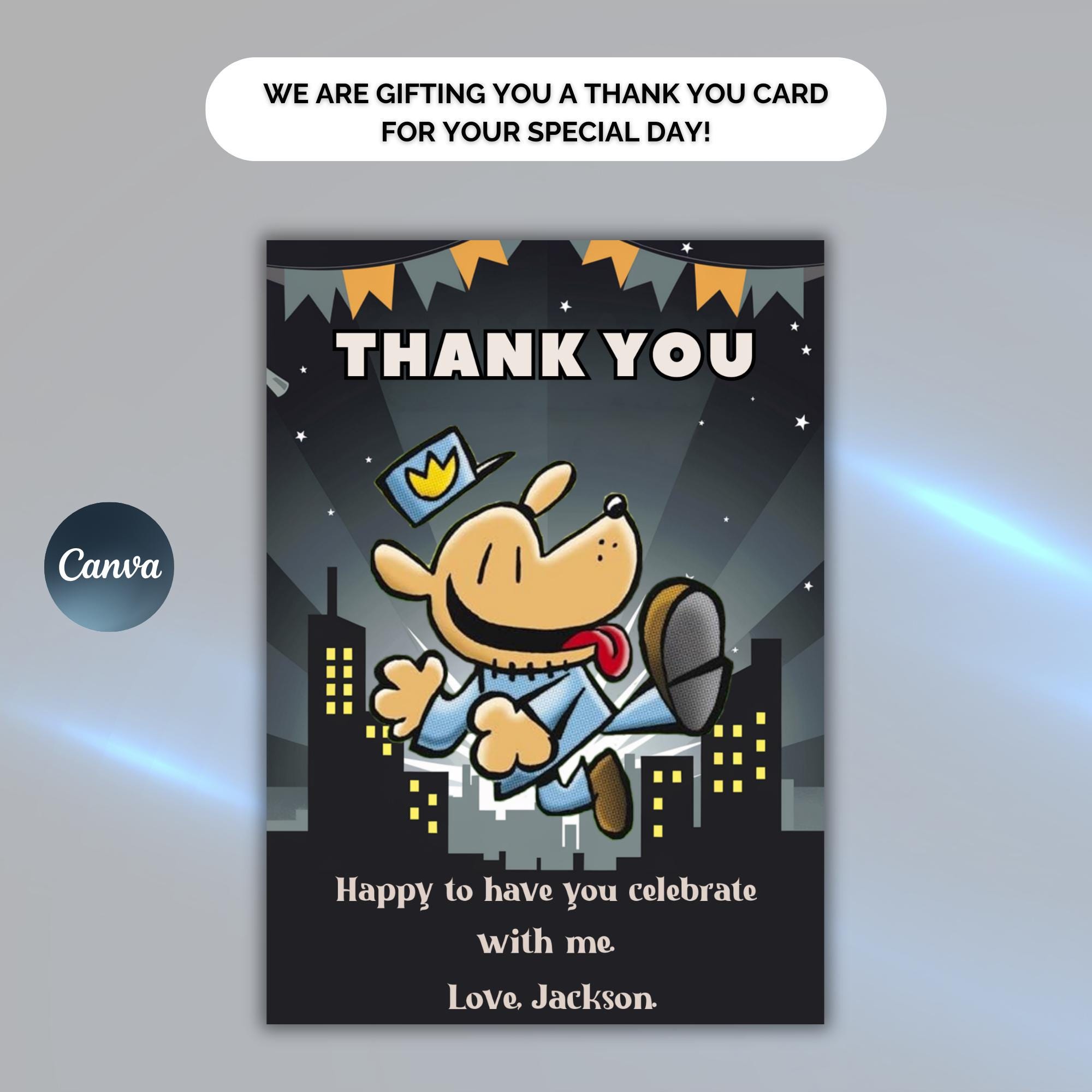 Dog Man Birthday Invitation: Editable Kids Party Invite (digital ...