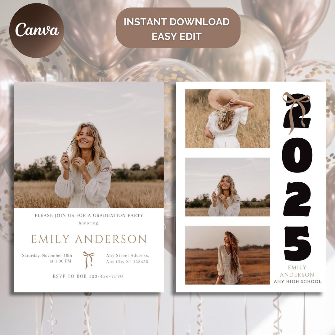 Class of 2025 Graduation Announcement: Editable Canva Template - Etsy