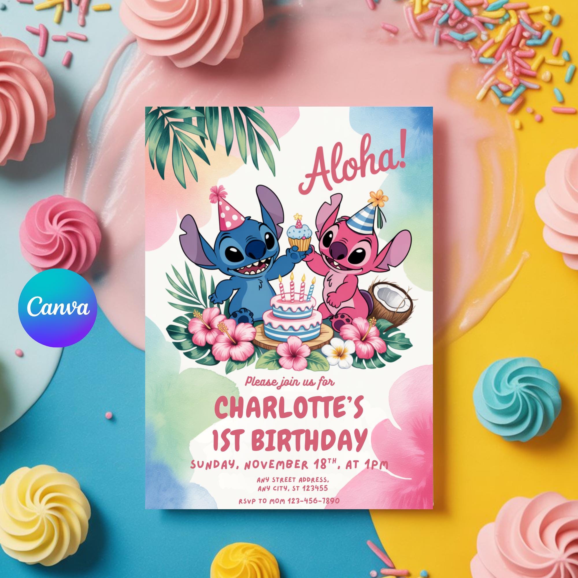 Stitch Birthday Invitation: Lilo and Stitch, Aloha Theme (canva ...