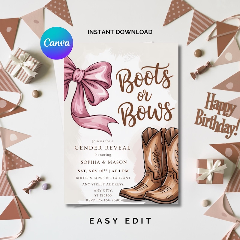 Blue Boots Invitation - Etsy