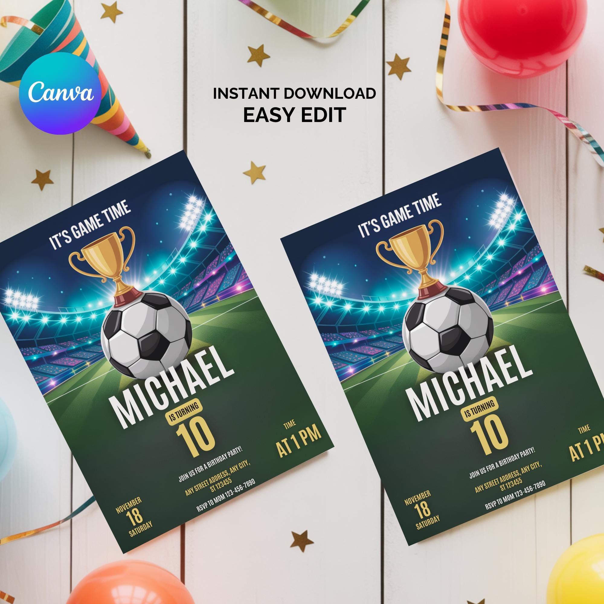 Editable Soccer Birthday Invitation Template (digital Download) - Etsy