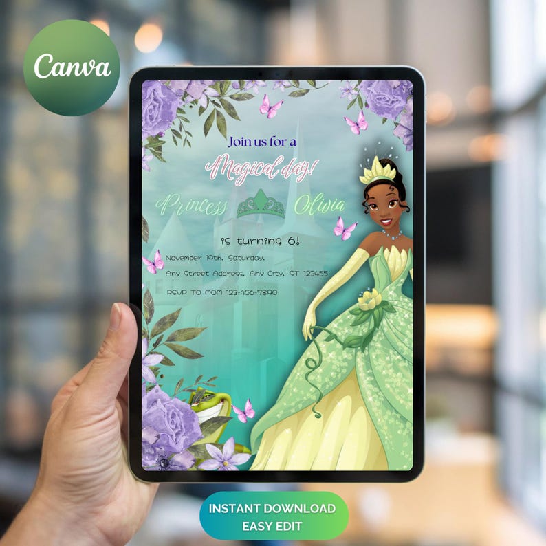 Princess Tiana Birthday Invitation: Editable Party Invite (digital) - Etsy