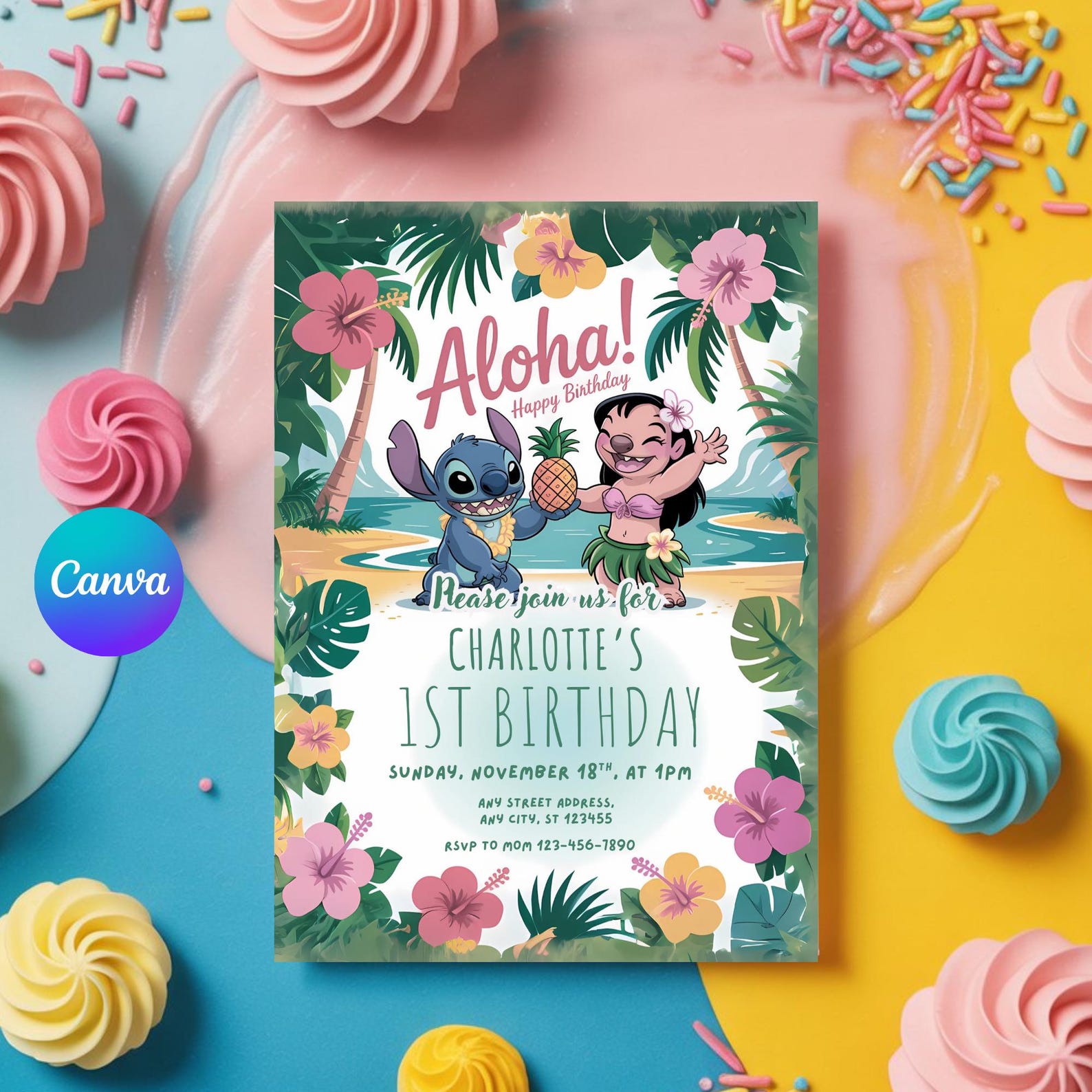 Lilo and Stitch Birthday Invitation Editable, Lilo and Stitch Birthday ...