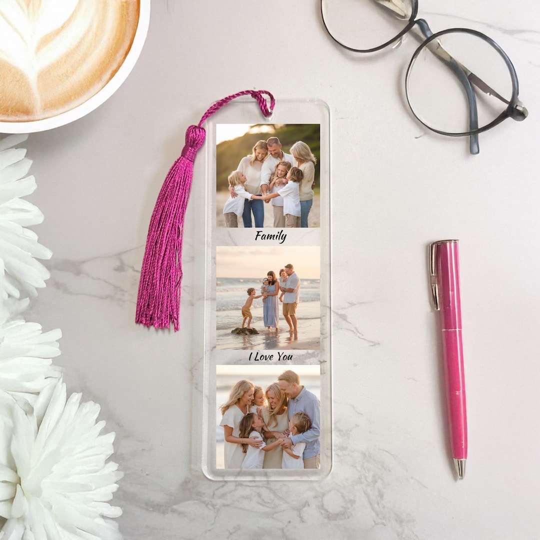Personalized Family Bookmark, Custom Photo Acrylic Bookmark With Tassel ...