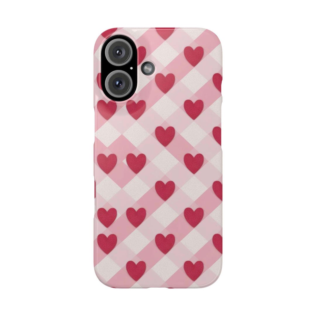 Pink Phone Case - Cute Aesthetic Love Pattern - Soft Pastel Checkered ...