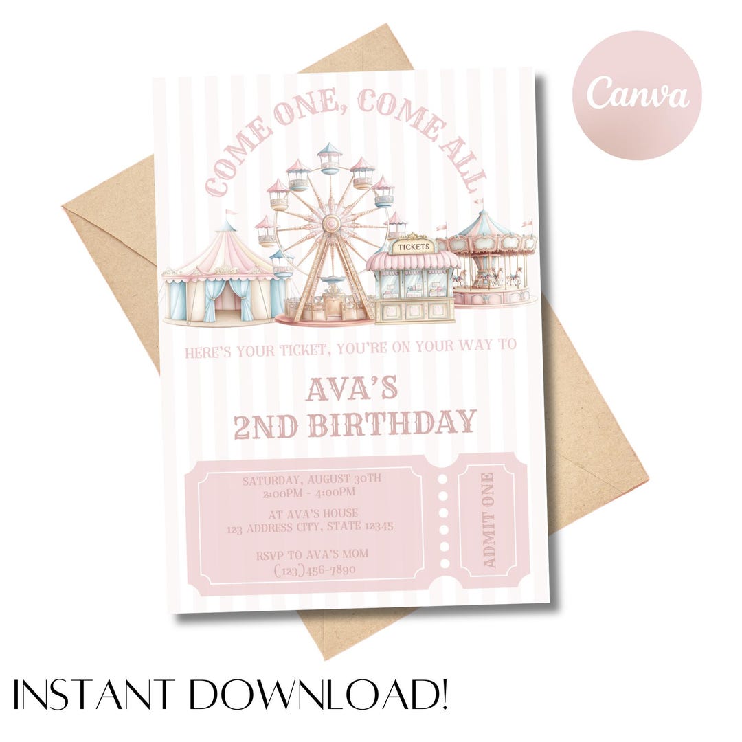 Carnival Birthday Invitation: "come One, Come All" Digital Design - Etsy