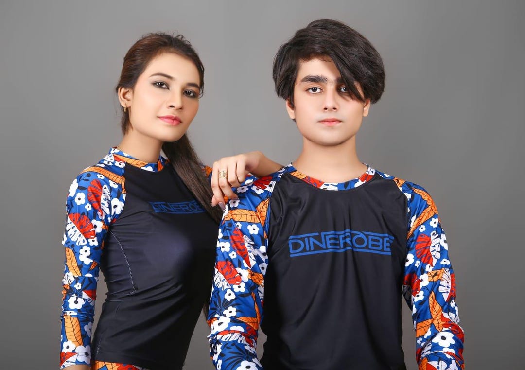 Flower Combination Rash Guard (YXS to A4XL) Compression Shirt Swim Suit ...