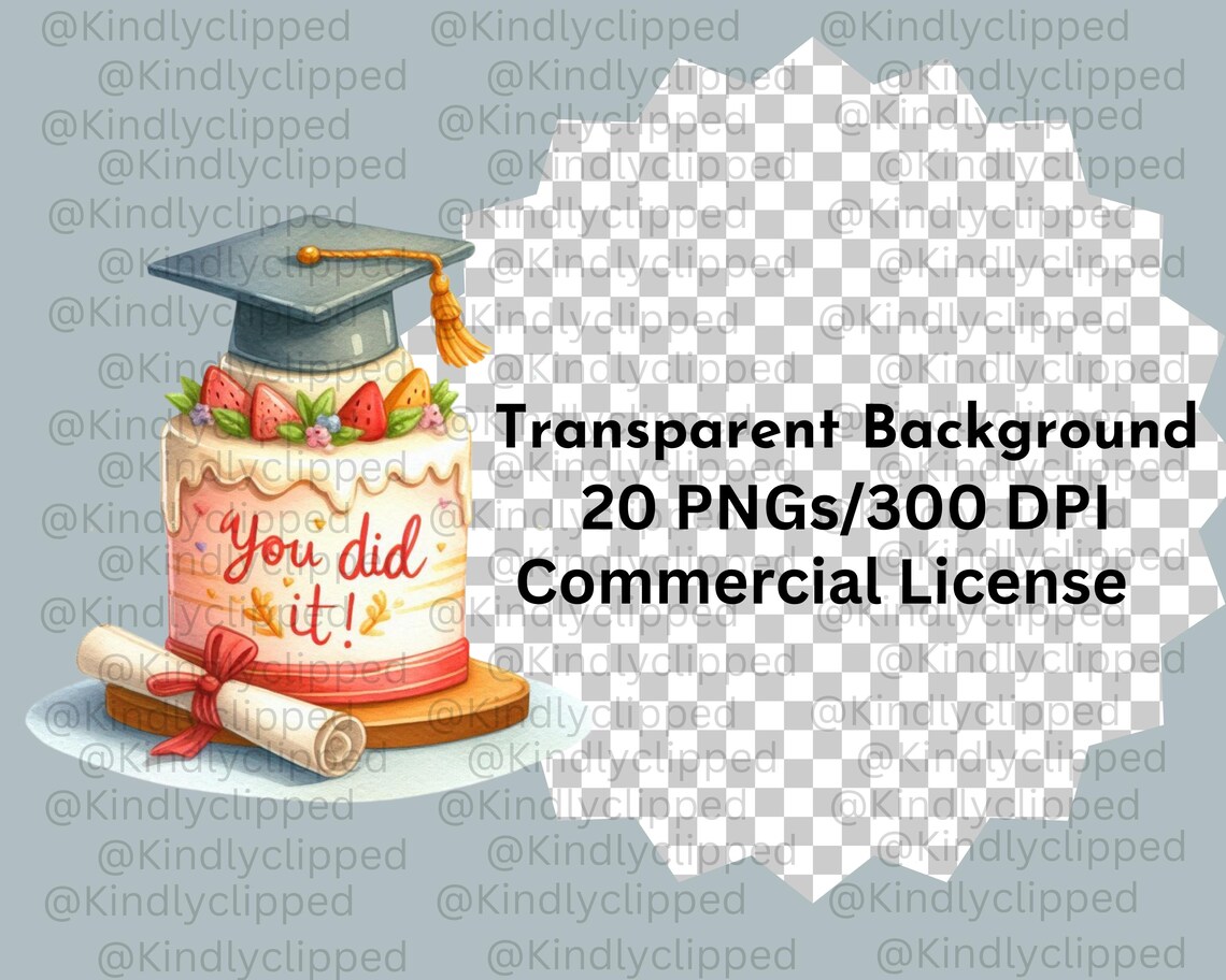 Watercolor Graduation Clip Art: Cap, Gown, Diploma (digital Download ...