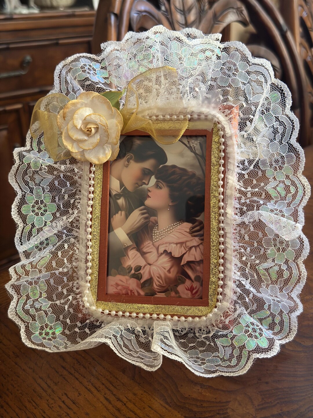 Victorian Style Picture Frames Shabby Cottage Chic With Lace, Jeweled ...