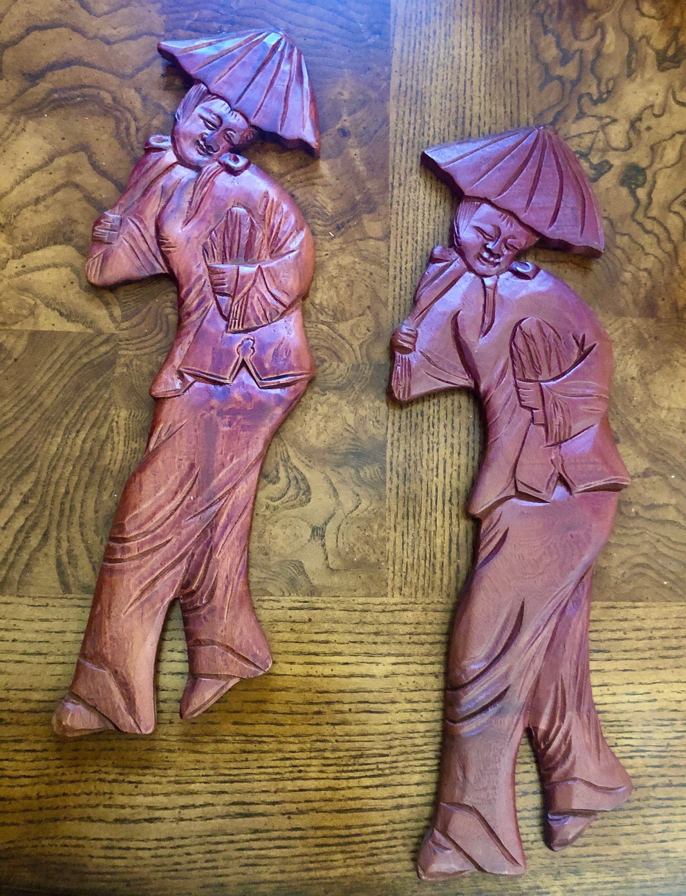 Japanese Mamasan Papasan couple vintage wall art 1960's | Etsy