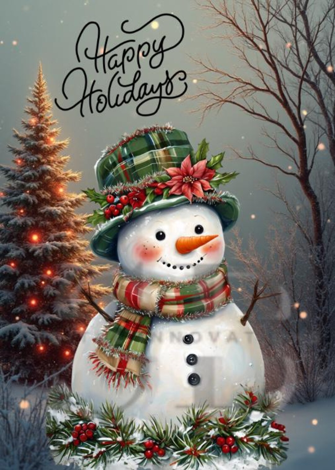 Happy Holidays Snowman Card – 5x7 Instant Digital Printable Christmas PDF Greeting - Etsy