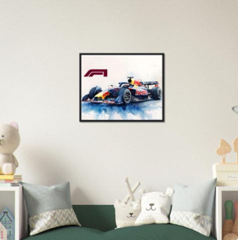 Formula One Racing Car Watercolour Digital Print – High-speed F1 Wall ...