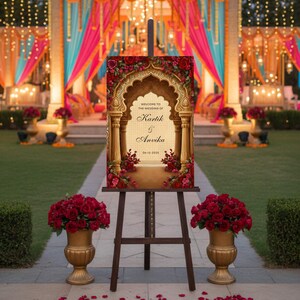 Floral Royal Indian Wedding Welcome Sign Template (digital Download) - Etsy