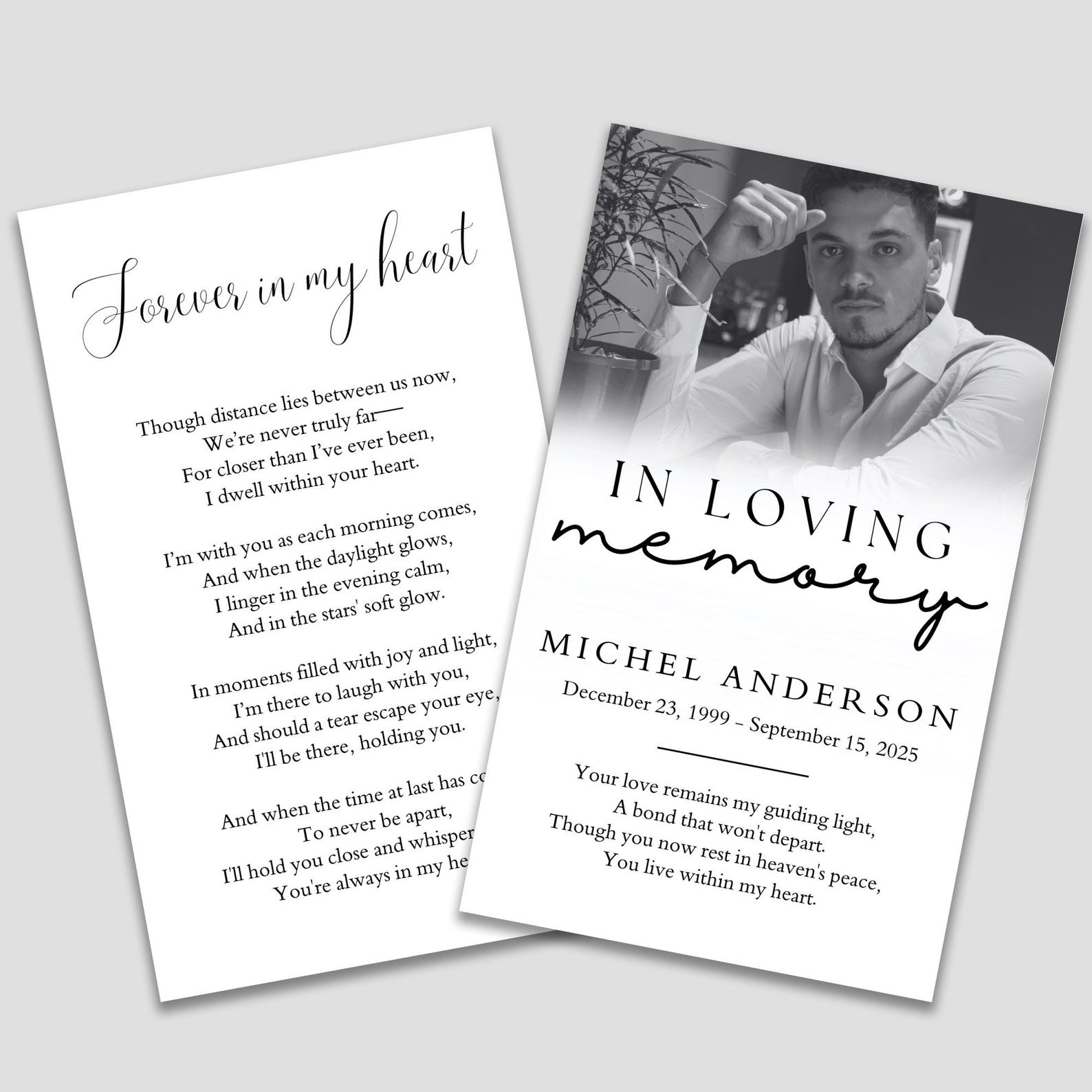 Editable Funeral Prayer Cards Template: Celebration of Life (canva PDF ...