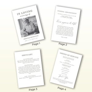 Minimalist Funeral Program Template Simple Funeral Memorial Program Printable Order of Service ...