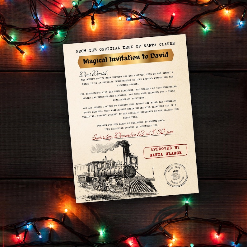 Personalized Polar Express Letter Template, DIY Christmas Invitation ...