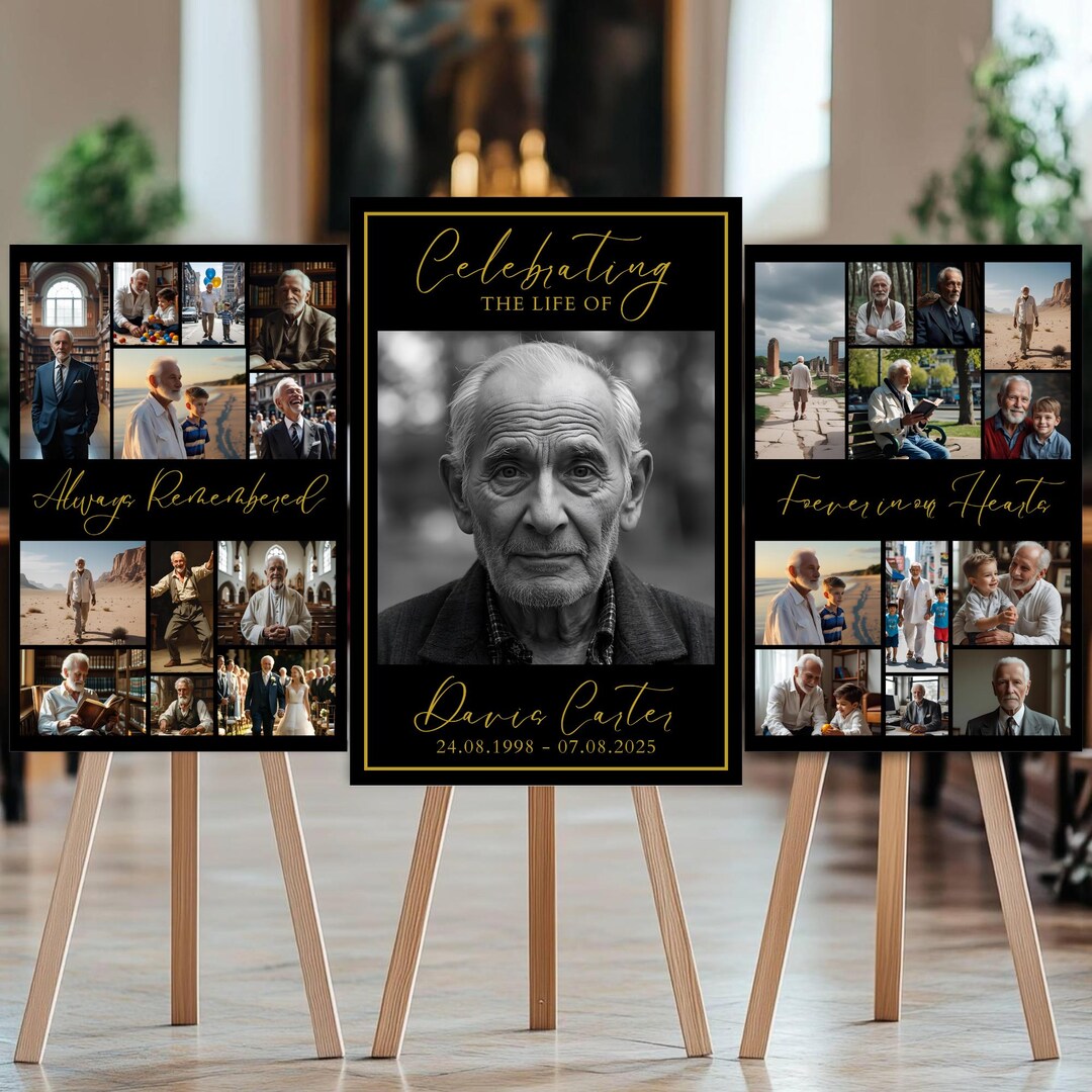 Funeral Photo Collage Template - Personalized for Memorial Remembrance ...