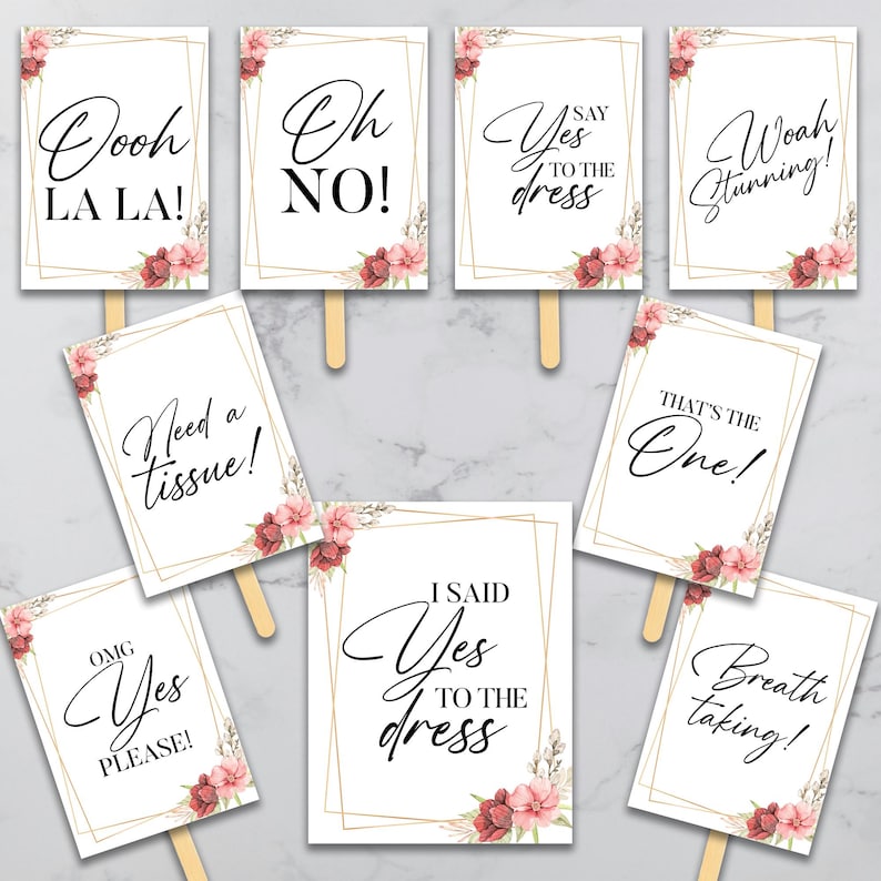 Say Yes to the Dress Printable Signs, Bridal Photo Props (digital ...