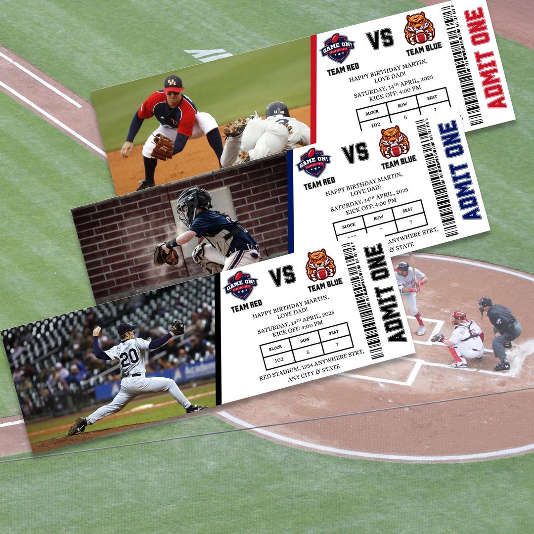 Editable Baseball Game Ticket Template: Surprise Gift, Printable Canva ...