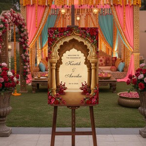 Floral Royal Indian Wedding Welcome Sign Template (digital Download) - Etsy