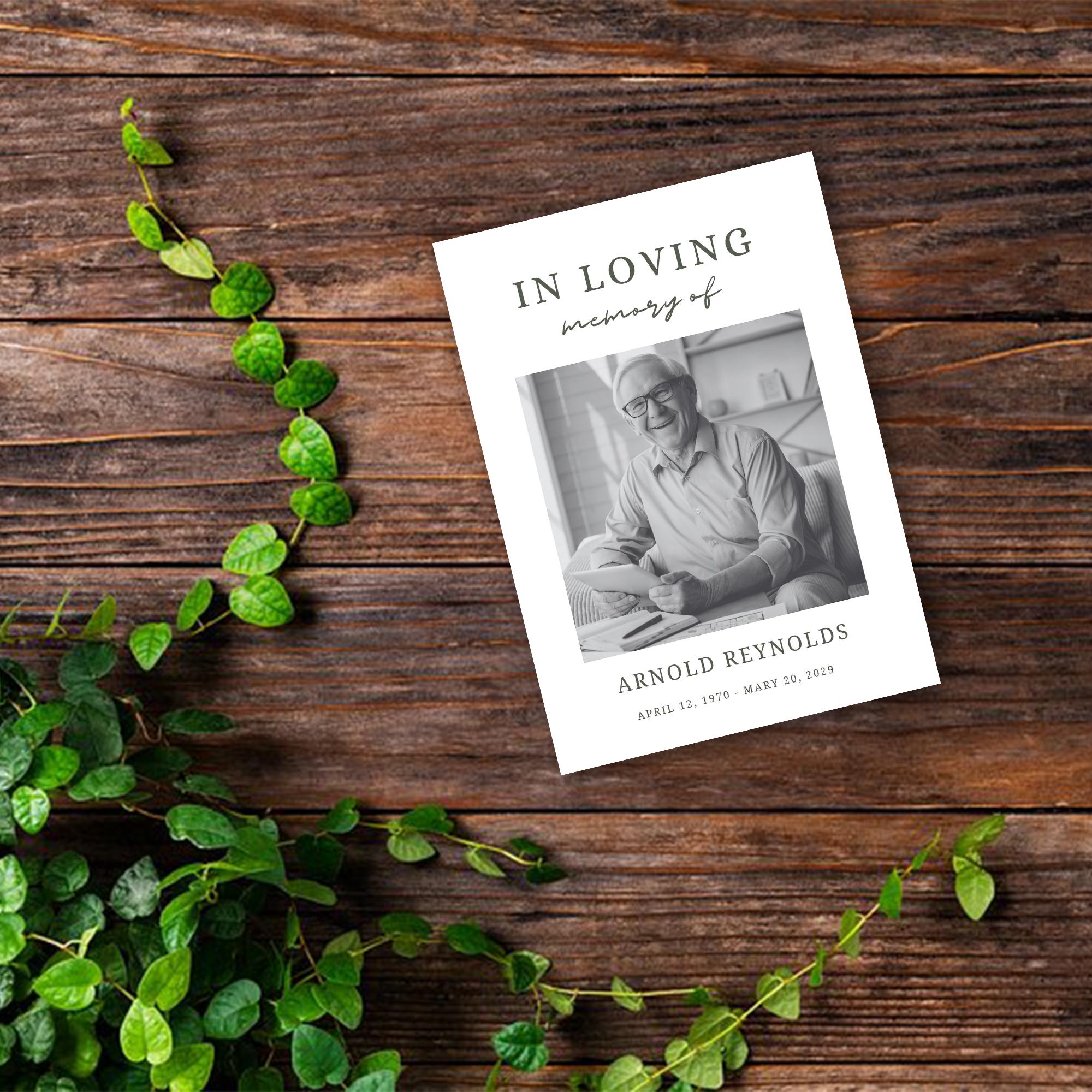 Minimalist Funeral Program Template: Simple Memorial Service (canva ...