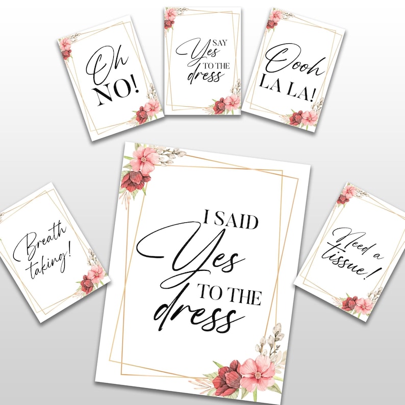 Say Yes to the Dress Printable Signs, Bridal Photo Props (digital ...