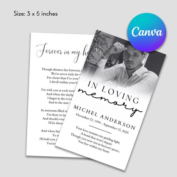Funeral Prayer Cards - Etsy