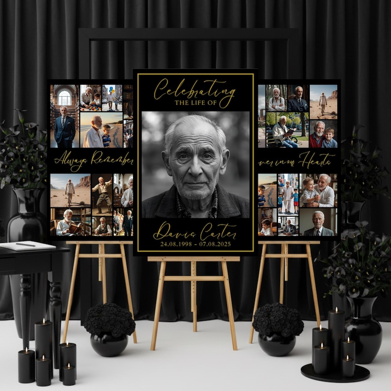 Funeral Photo Collage Template - Personalized for Memorial Remembrance ...