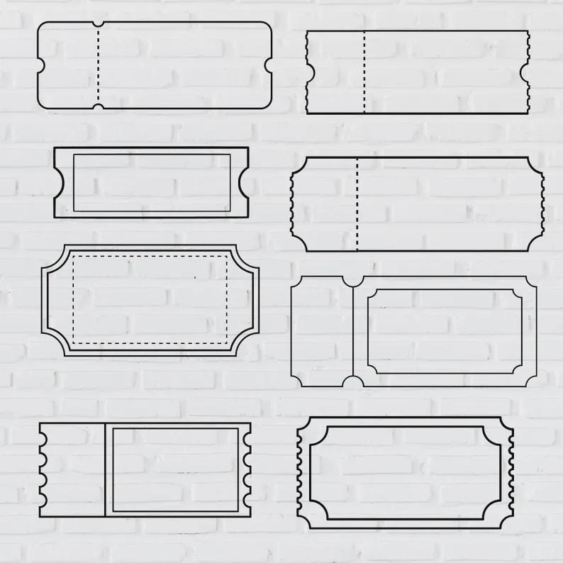 Ticket SVG Bundle: Event Ticket Template, Coupon Cut File (digital ...